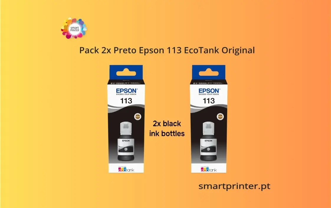 Pack 2x Black Epson EcoTank 113 Ink Series Original • Smart Printer